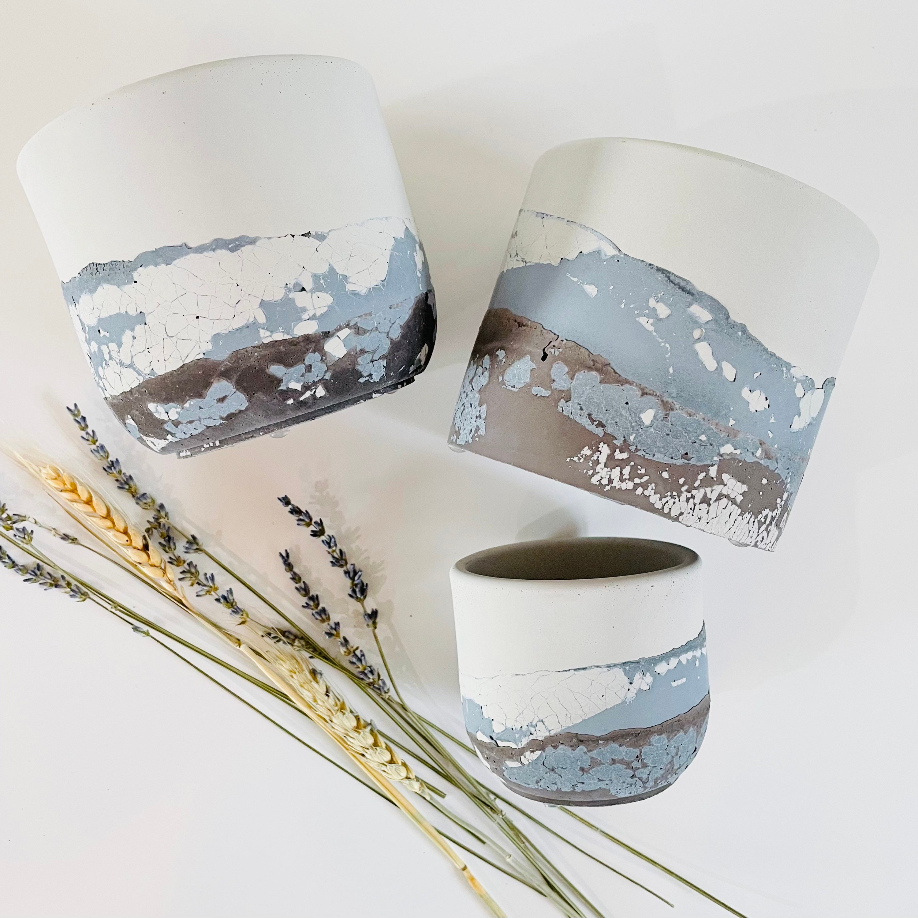 Comfort Planter | Blue Gray | Layered Concrete Planter | Minimalist ...