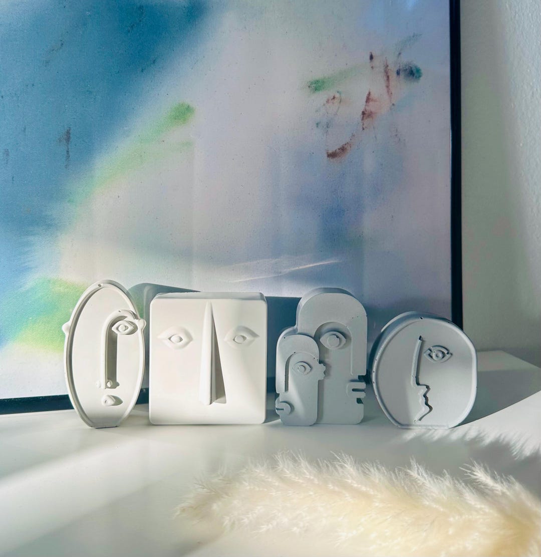 Concrete Face Statues | Concrete Decor | Minimalist Decor - Etsy