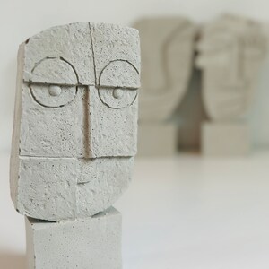 Handmade Concrete Face Statue: Minimalist Home Decor - Etsy