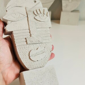 Handmade Concrete Face Statue: Minimalist Home Decor - Etsy