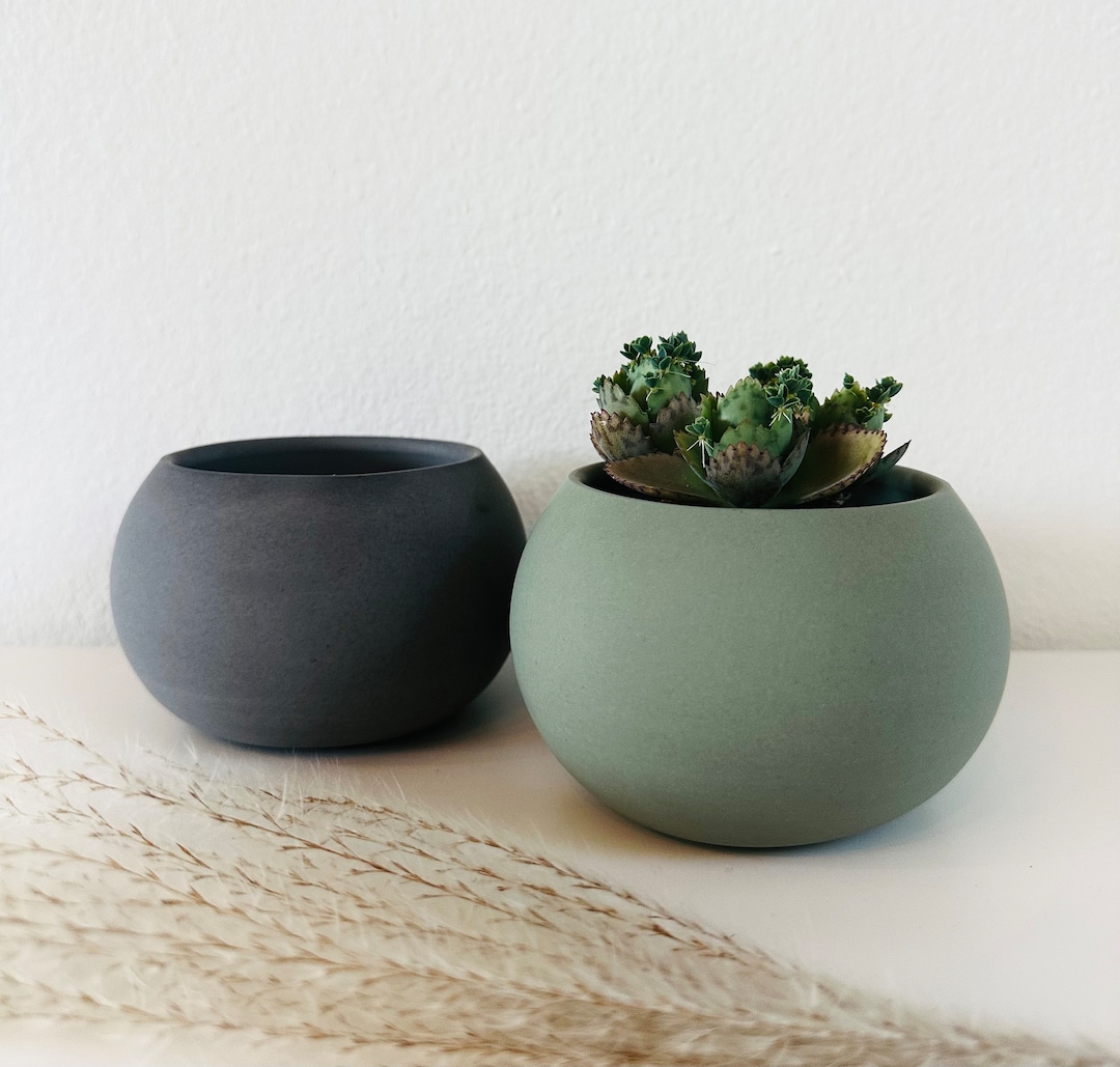 Handmade Concrete Spherical Planter: Minimalist Indoor Plant Pot - Etsy