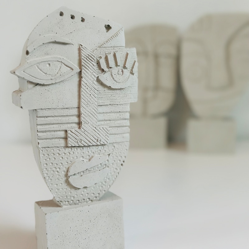 Concrete Faces Yard Art - Etsy