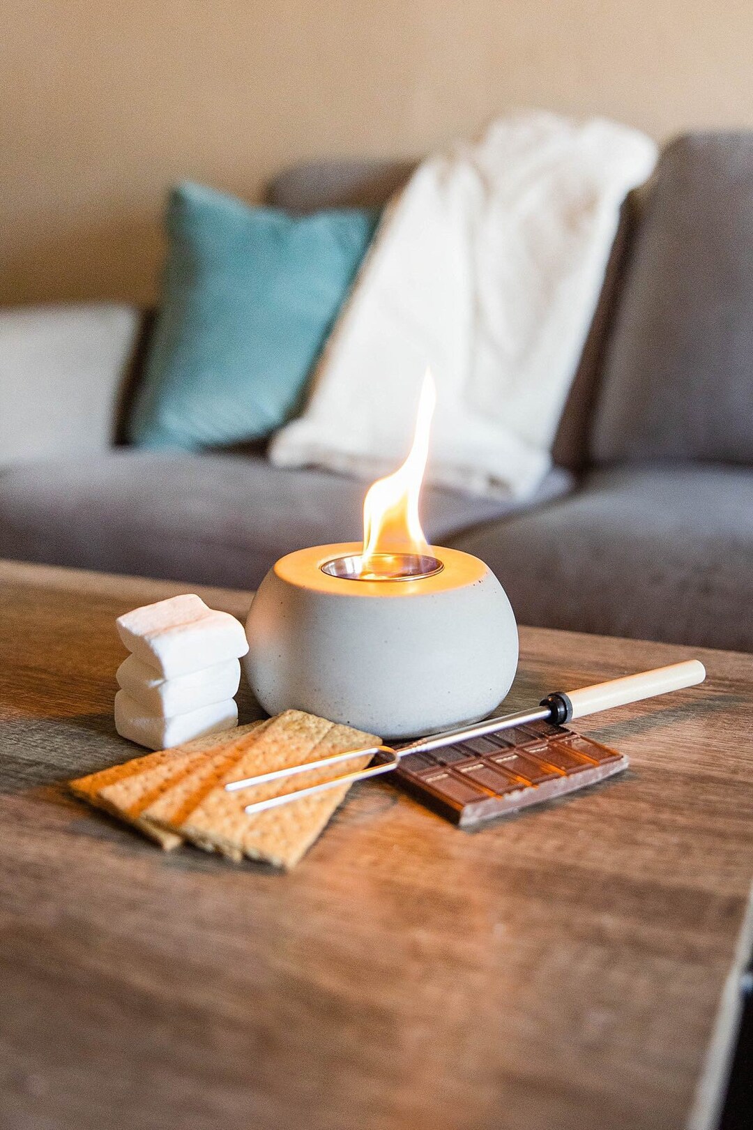 Concrete Mini Fire Pit | Indoor/outdoor Fire Pit | Minimalist Decor ...