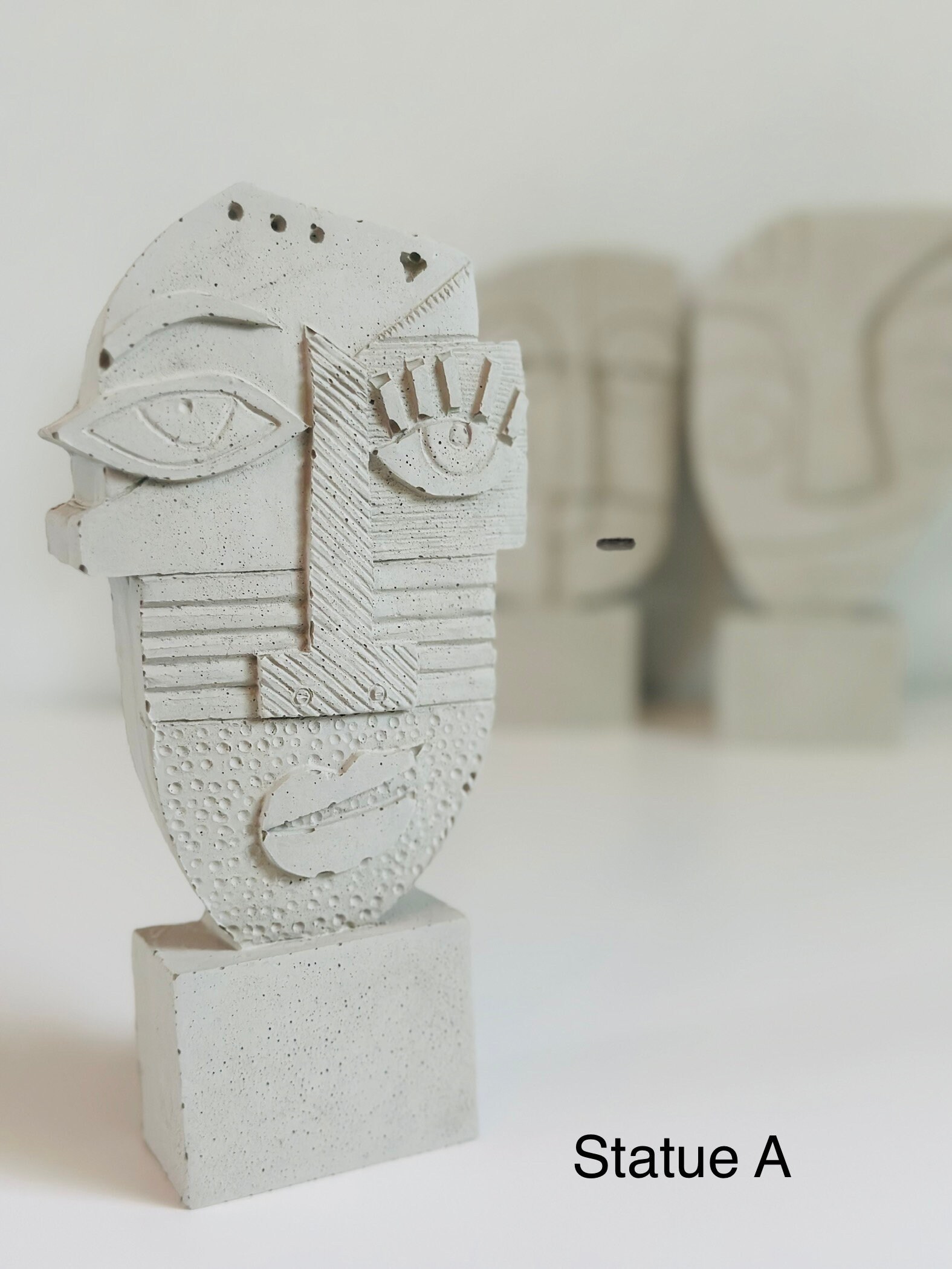 Handmade Concrete Face Statue: Minimalist Home Decor - Etsy