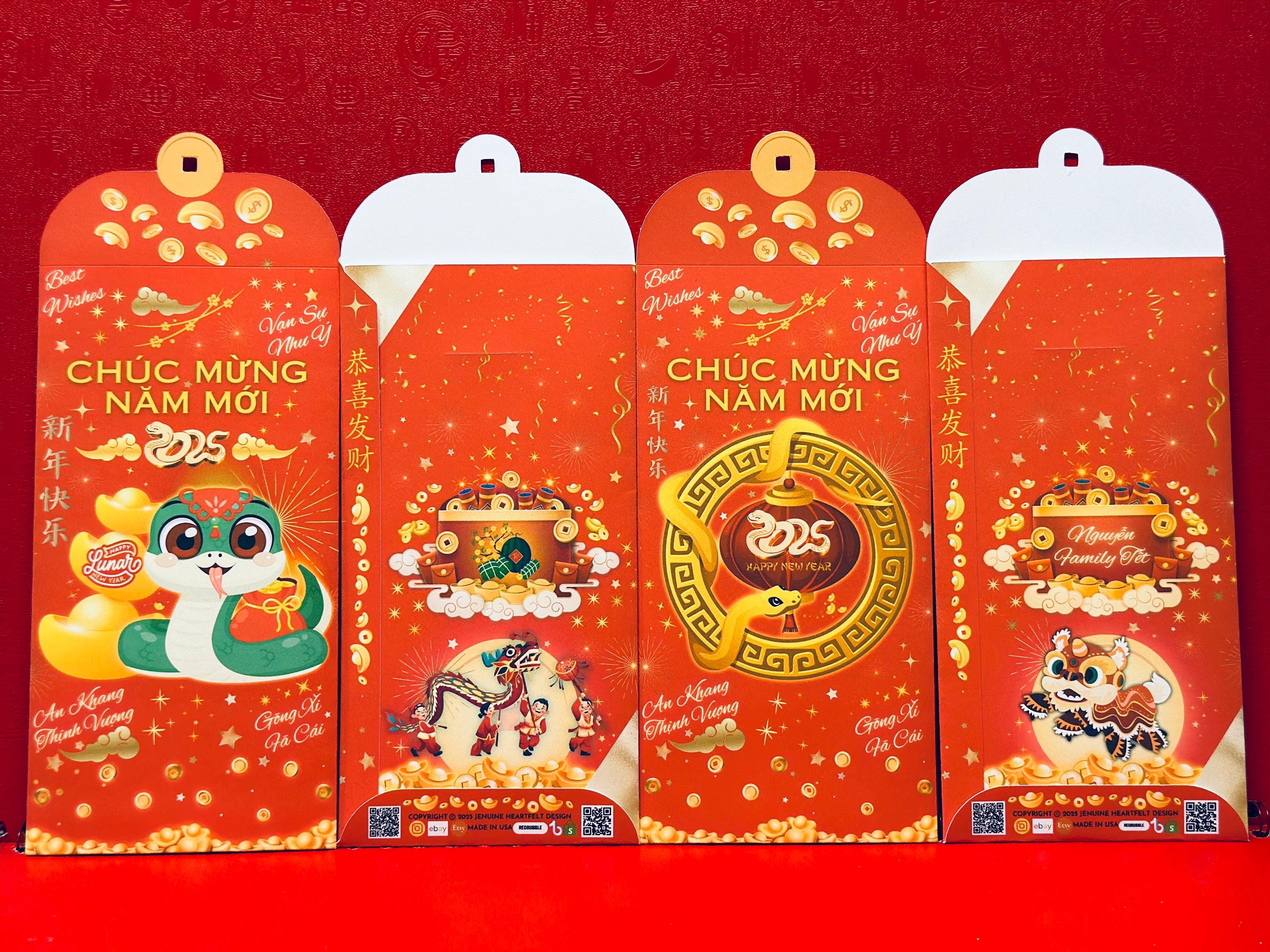 Personalizable Red Envelopes | Li Xi | 2025 Lunar New Year of the Snake ...