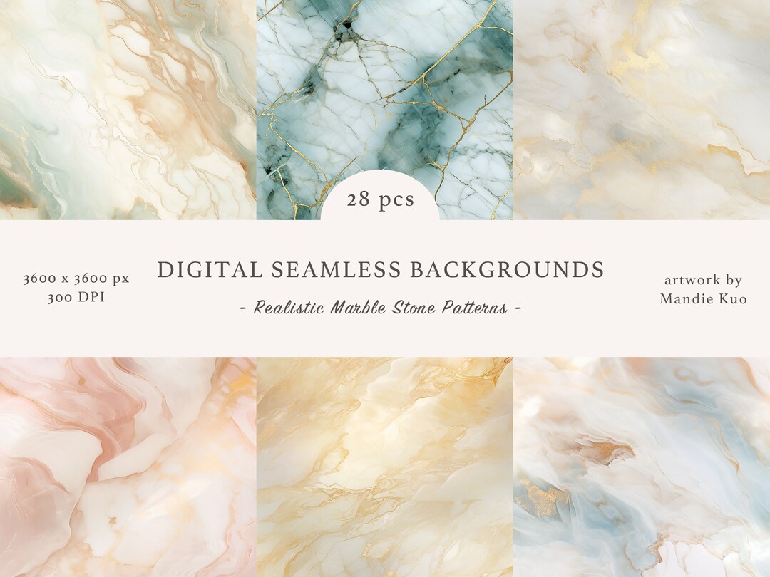 Realistic Marble Stone Patterns Scrapbook Crafts Soft Colors Seamless ...