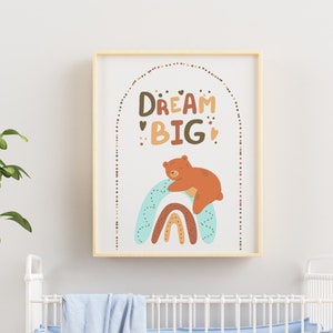Nursery Art Print Woodland Animal Decor Boho Rainbow - Etsy