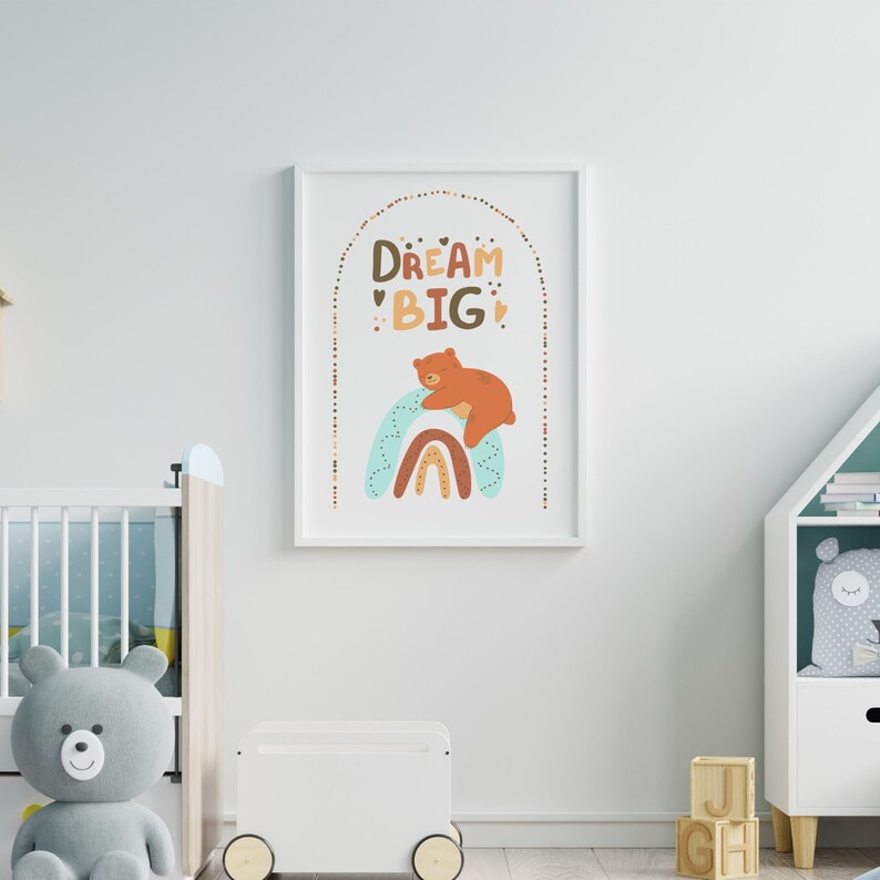 Nursery Art Print Woodland Animal Decor Boho Rainbow - Etsy