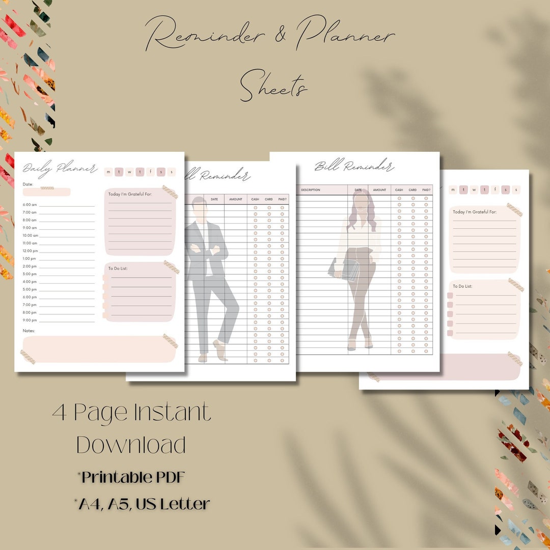 Printable Budget Planner , Bill Payment Tracker, Daily Schedule ...