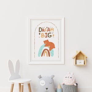 Nursery Art Print Woodland Animal Decor Boho Rainbow - Etsy