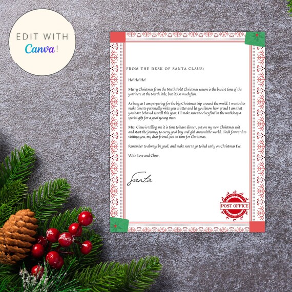 EDITABLE Letter From Santa is Santa Real Christmas Letter - Etsy