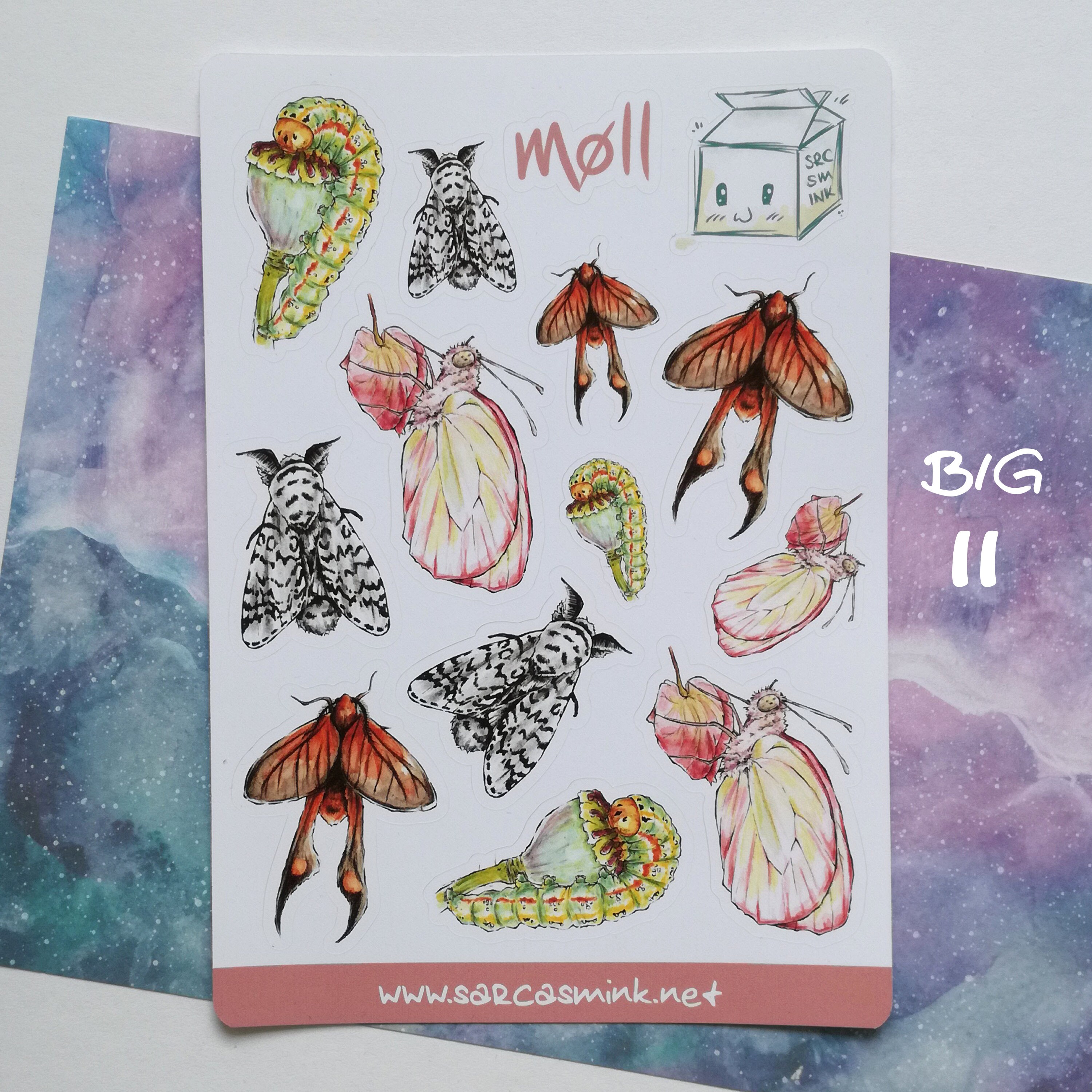 Stickersheet Møll • Moth • Motten Für Planer, Kalender, Bullet Journal ...