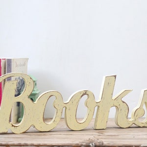 BOOKS Wood Sign Shelf Sitter Letters, Home Library Decor, Books Free ...