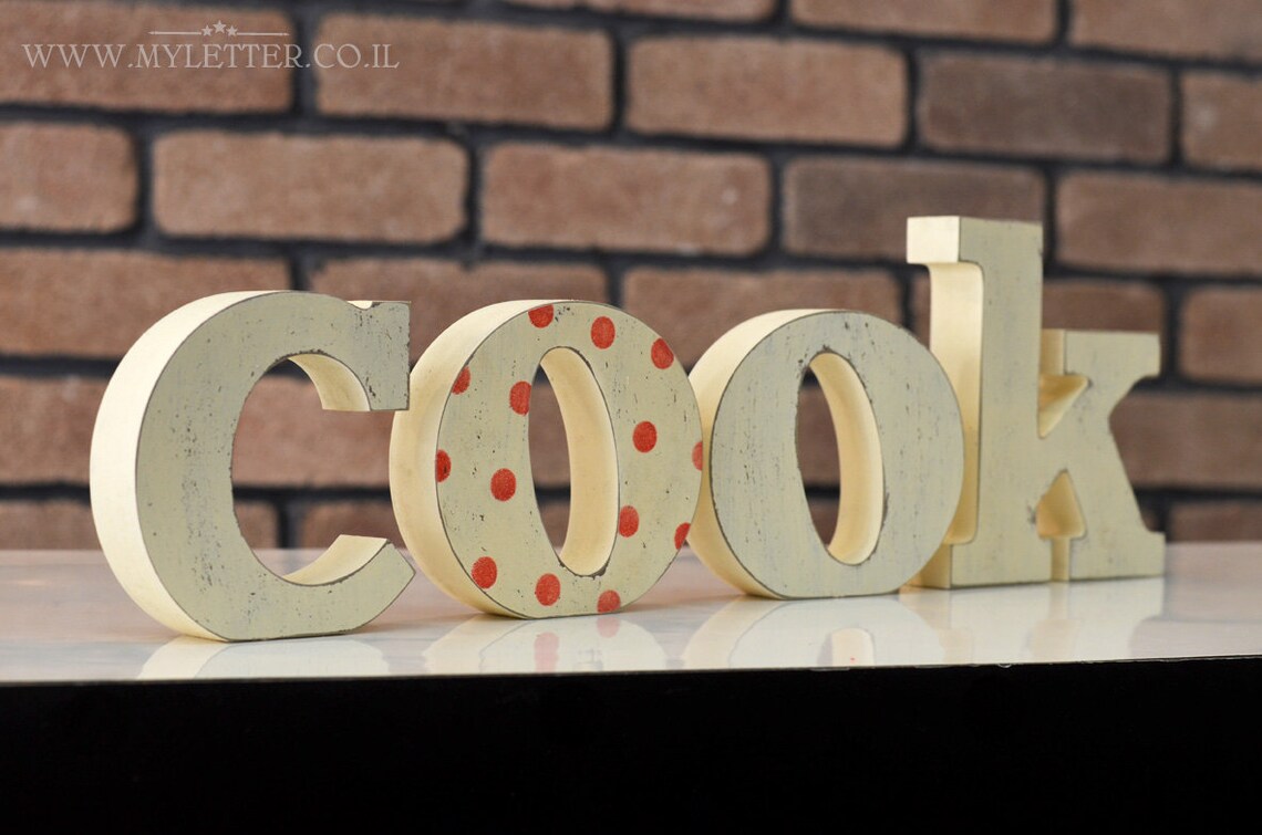 COOK Free Standing Letters, Kitchen Decoration, Gift for Mom, Home ...