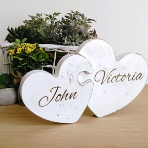 Personalized Wooden Heart Decor Custom Name Sign, Valentines Day Gift ...