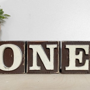ONE Block Letters First Birthday Decoration, Wooden ONE Letters, 1st ...
