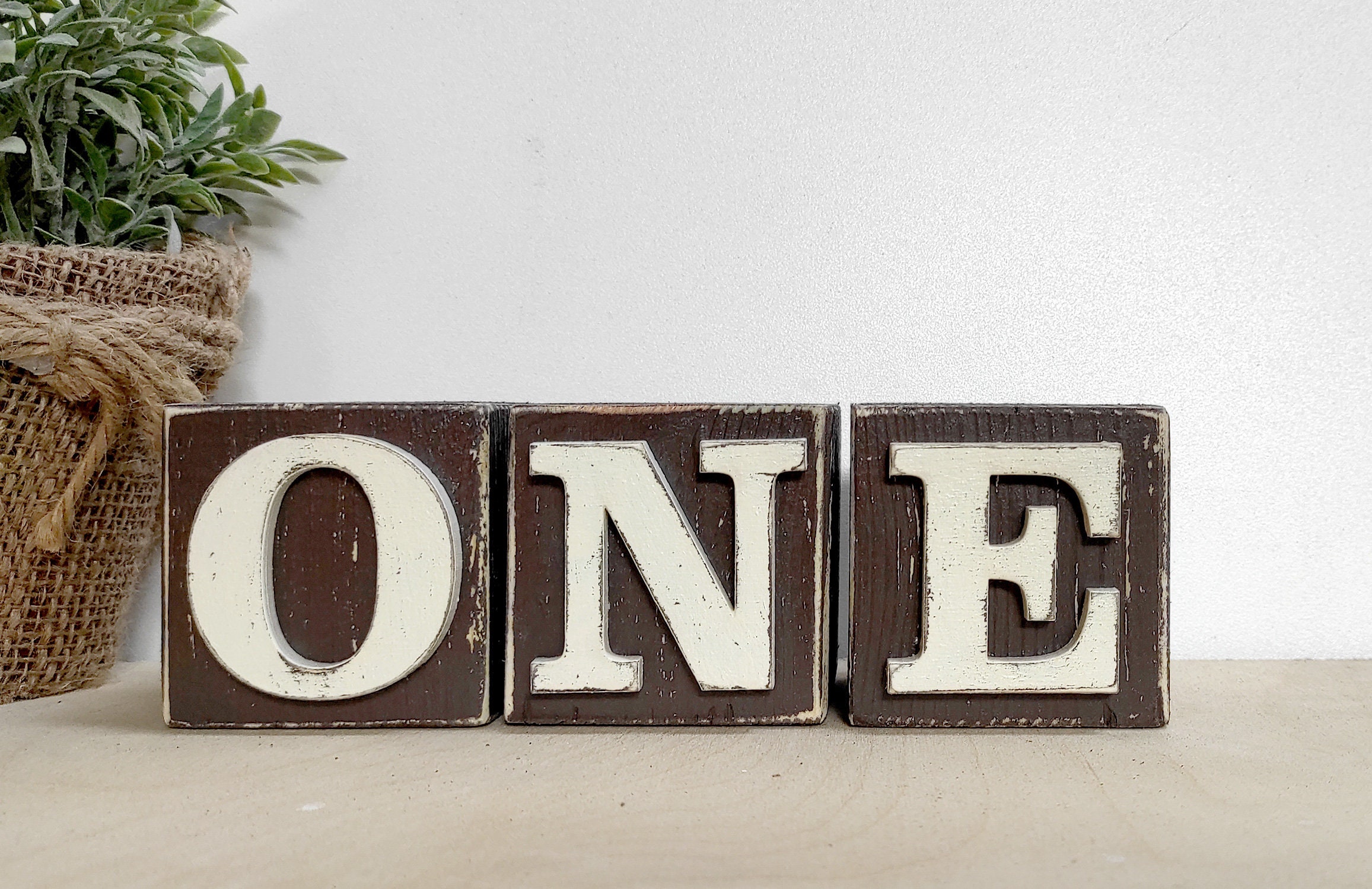 ONE Block Letters First Birthday Decoration, Wooden ONE Letters, 1st ...