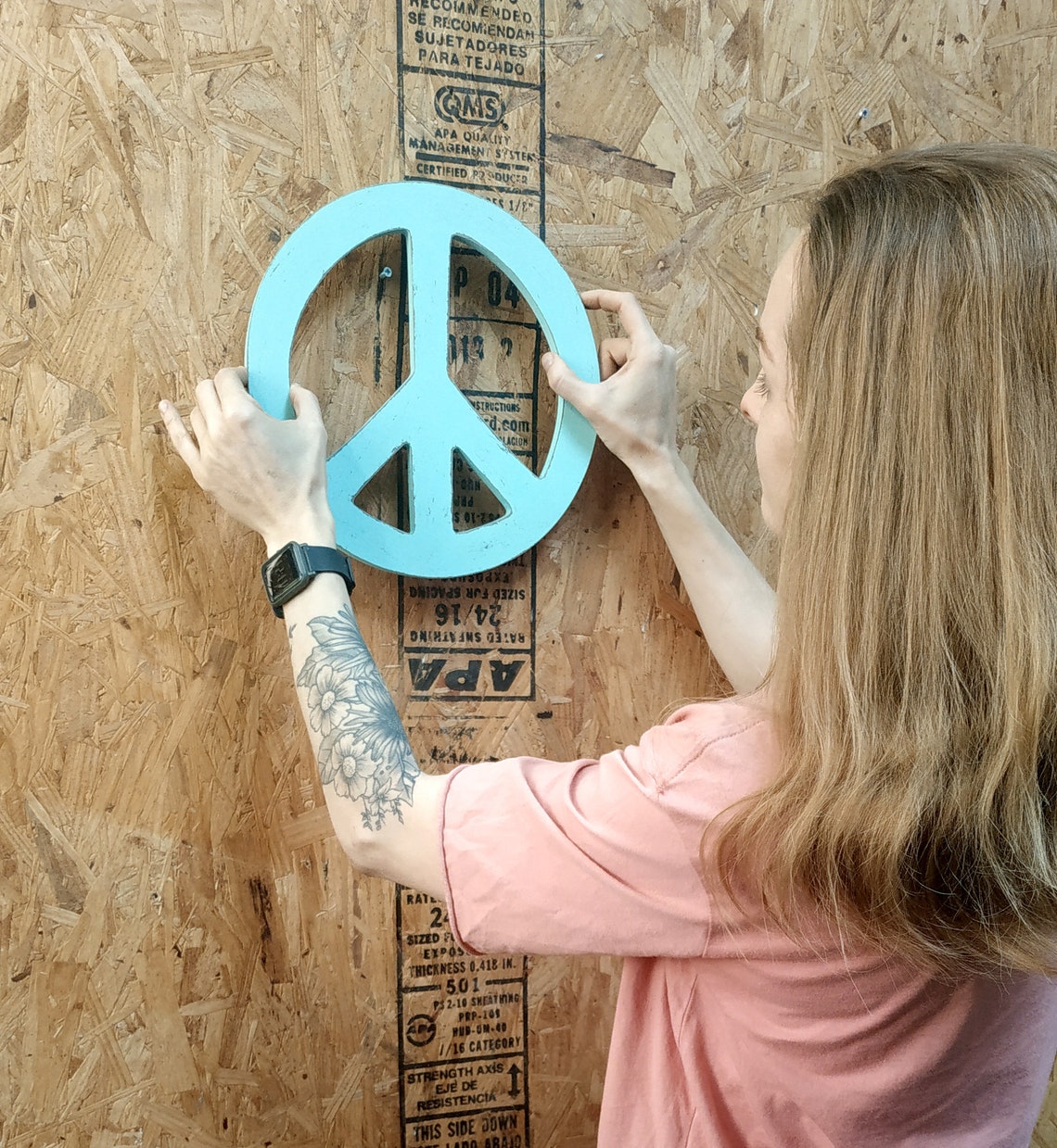 Peace Sign Wall Art Wood Rustic Peace Sign Wooden Boho Wall - Etsy