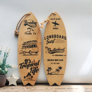 Surfer Gifts - Wooden Surfboard Decor, Coastal Beach House, California ...