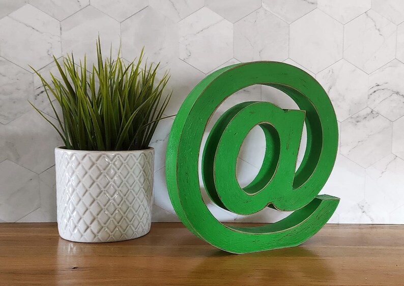 Wooden @ Sign Office Desk Decor, Free Standing at Symbol Gift for ...