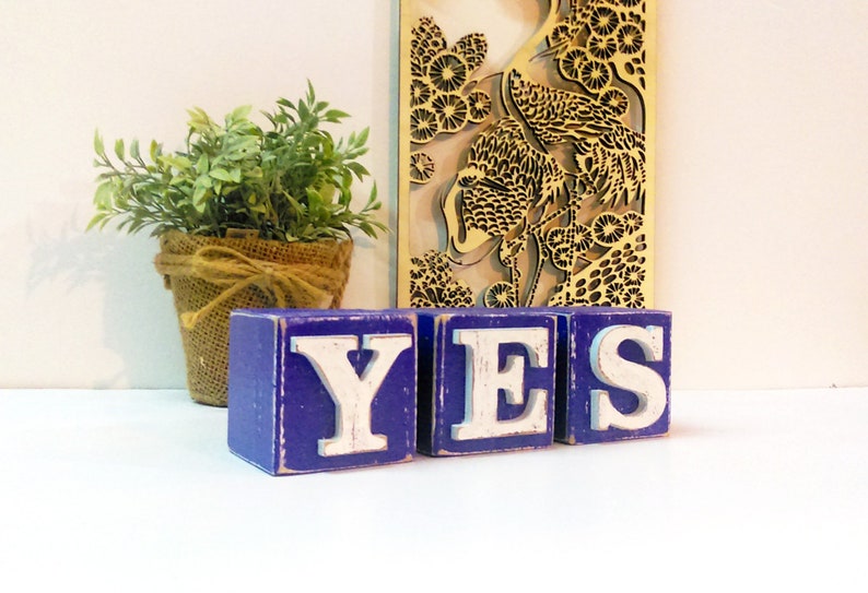 Wood YES Letter Blocks Shelf Sitter Blocks Positive Words - Etsy