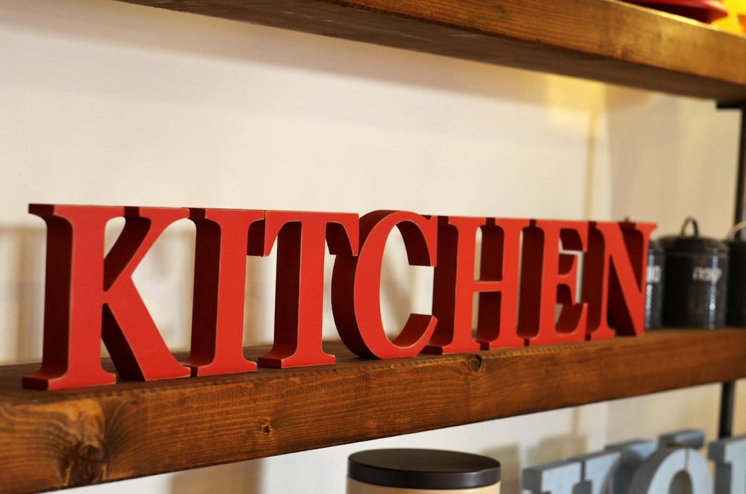 Kitchen Wood Letters Sign, Freestanding Kitchen Letters, Farmhouse ...