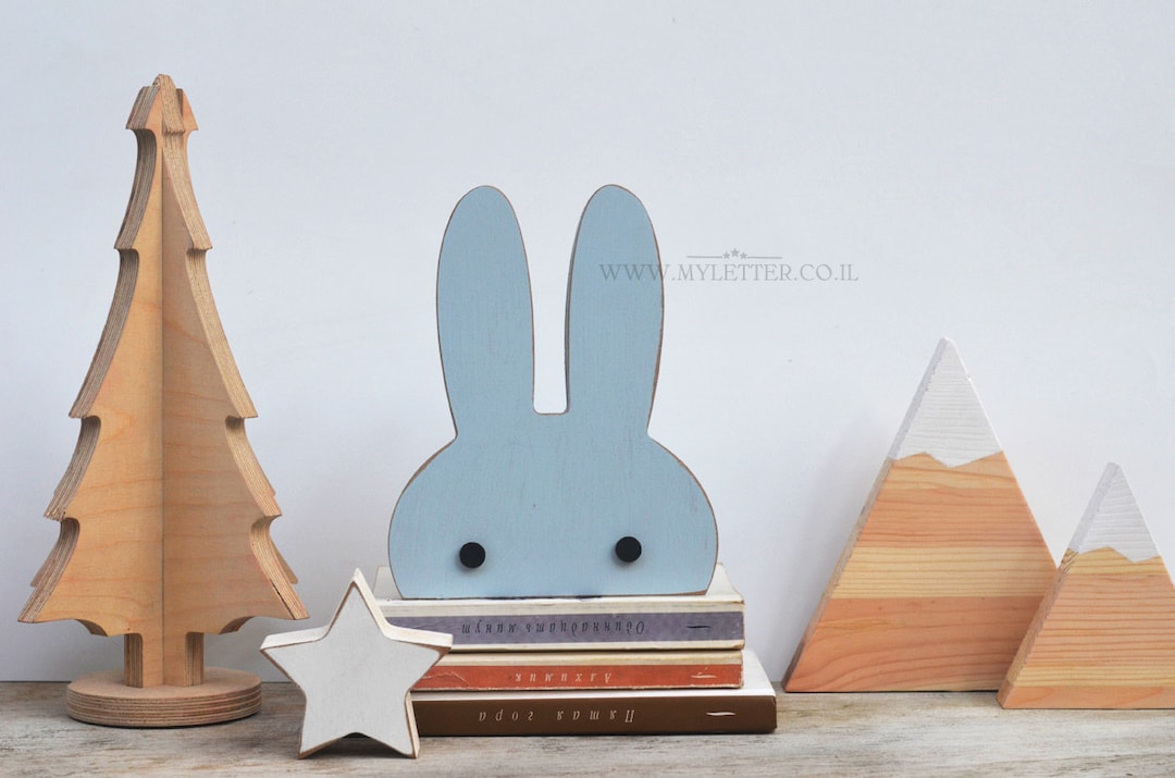 Wood Rabbit | Bunny Shelf Decoration | Nursery Decor | Bunny Head ...
