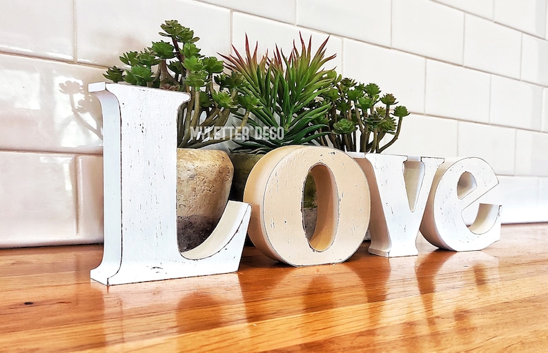 LOVE Rustic Letters Freestanding Love Sign Custom Colors - Etsy