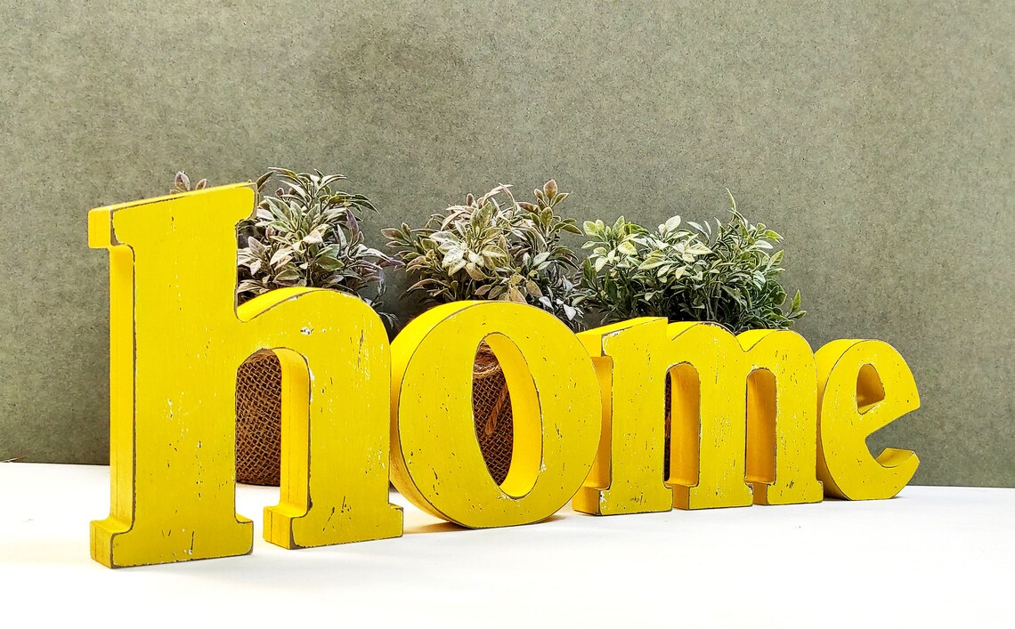 HOME Wood Sign Free Standing Wooden Letters Rustic Home - Etsy