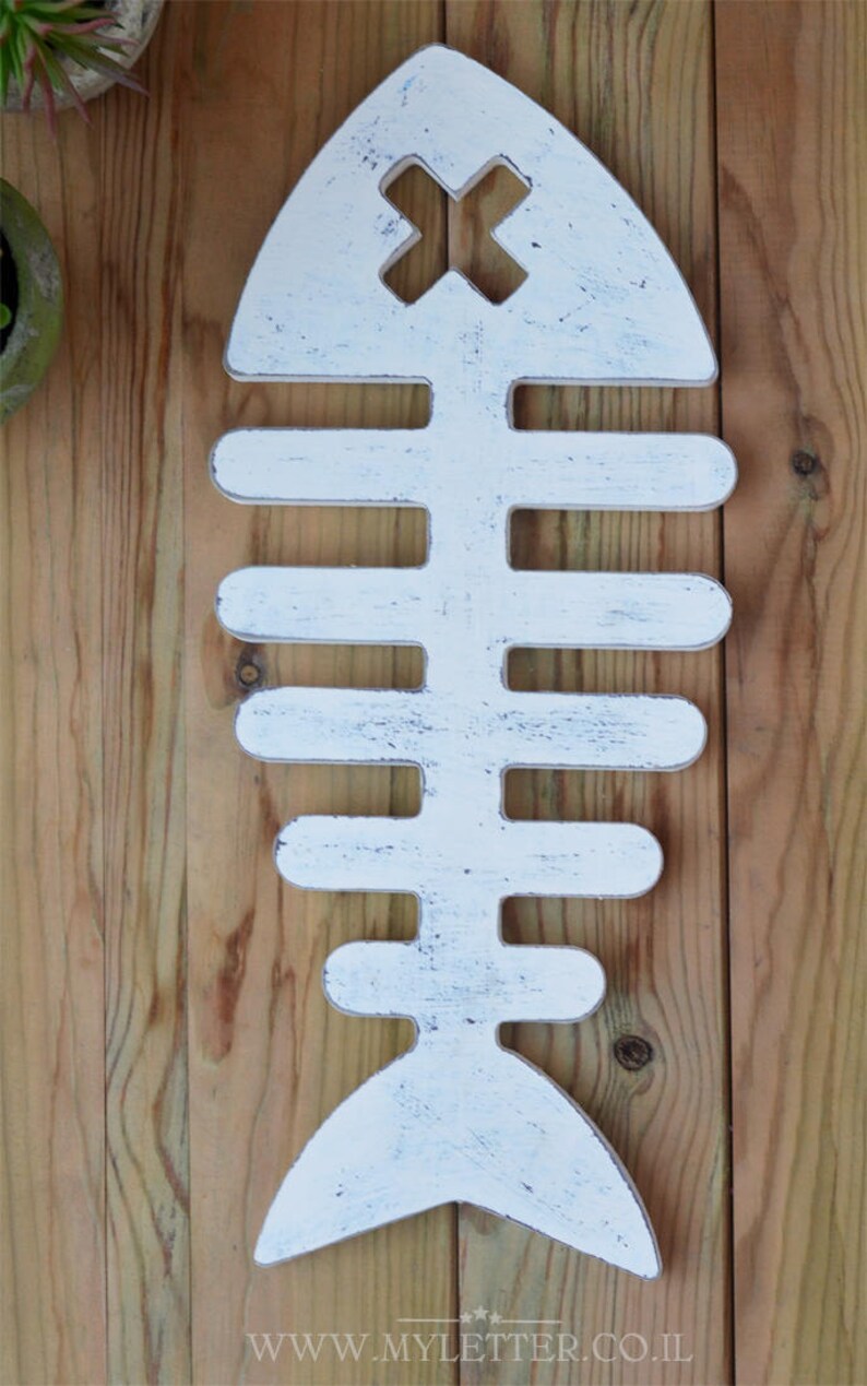 Fish Skeleton Sign Fishbone Cottage Decor Coastal Decor Indoor - Etsy