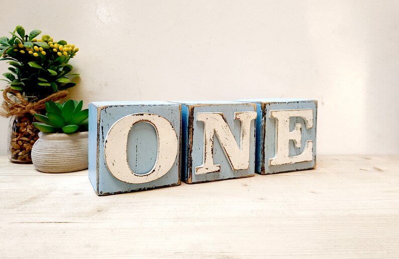 ONE Block Letters First Birthday Decoration, Wooden ONE Letters, 1st ...