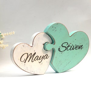 Personalized Wooden Heart Decor Custom Name Sign, Valentines Day Gift ...