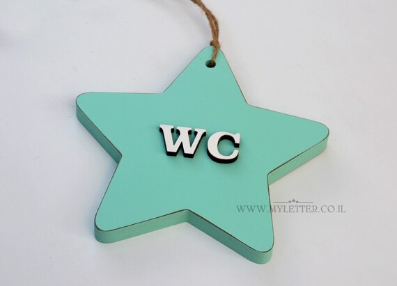 Star Shaped Wc Sign Toilet Polka Dots Door Sign Wall Decor | Etsy
