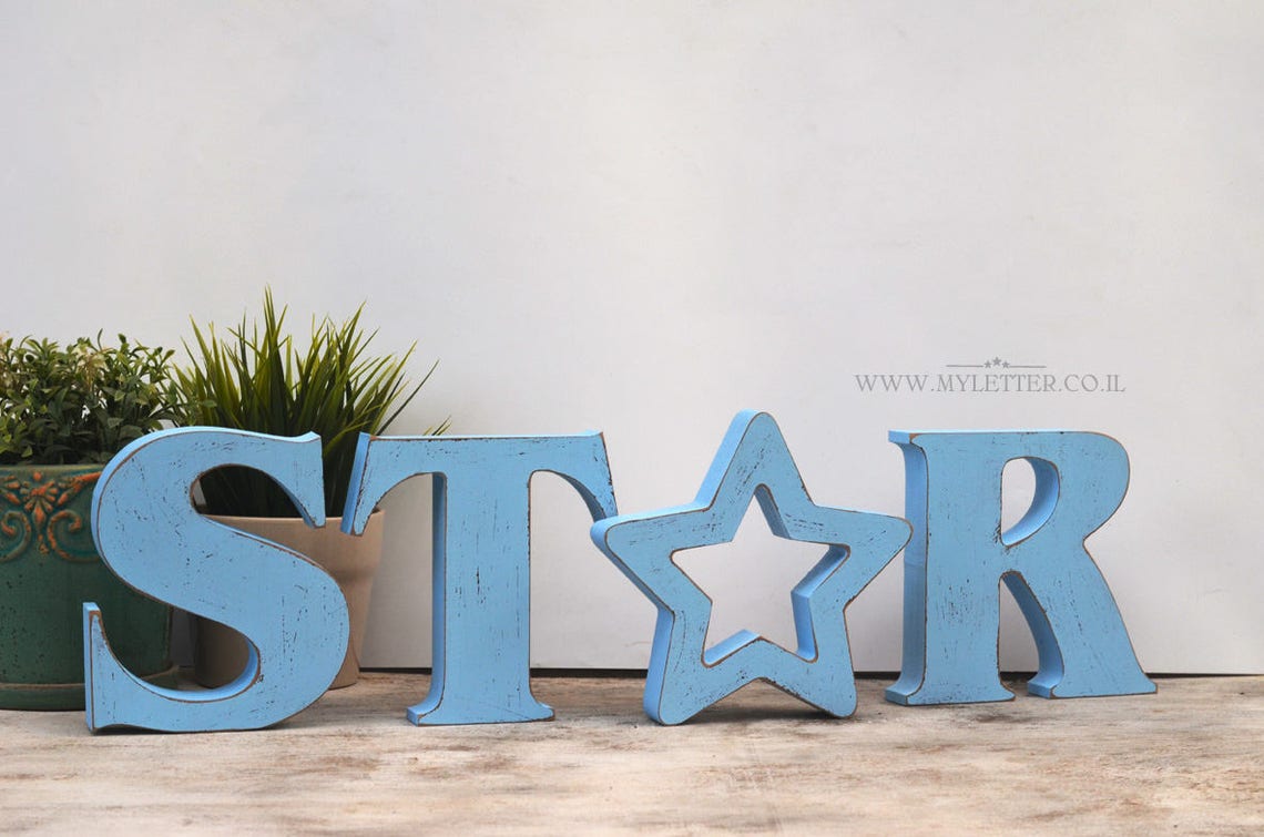 STAR Free Standing Wooden Letters Nursery Letters STAR | Etsy