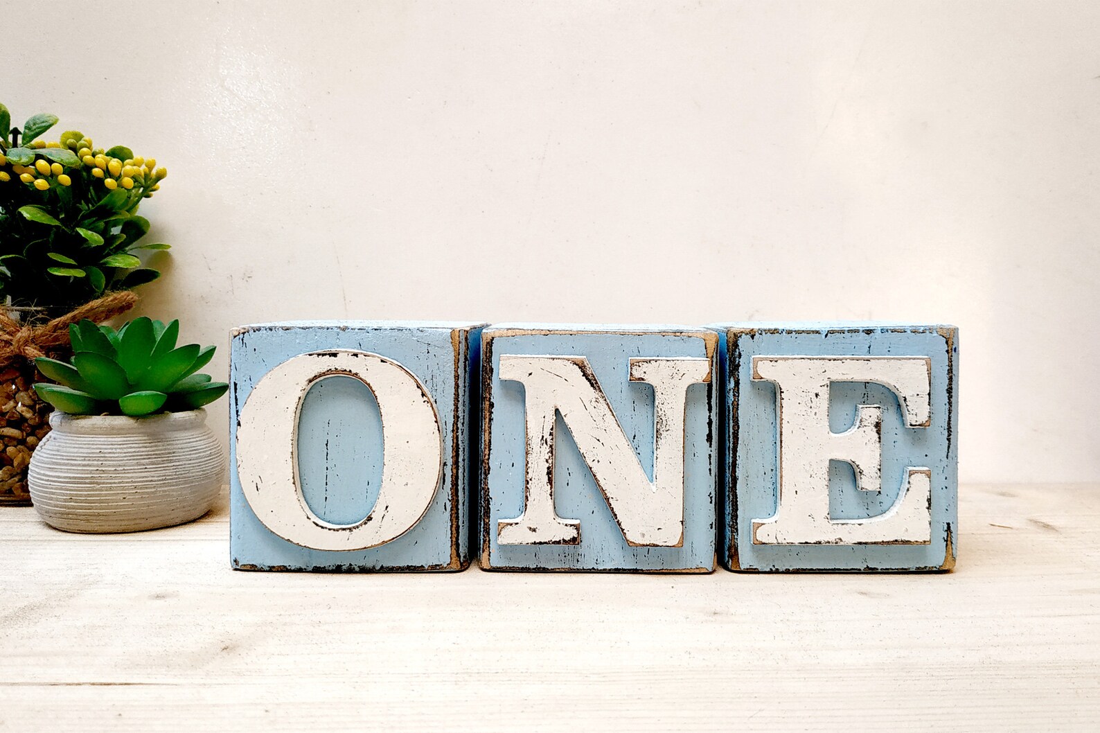 ONE Block Letters First Birthday Decoration, Wooden ONE Letters, 1st ...