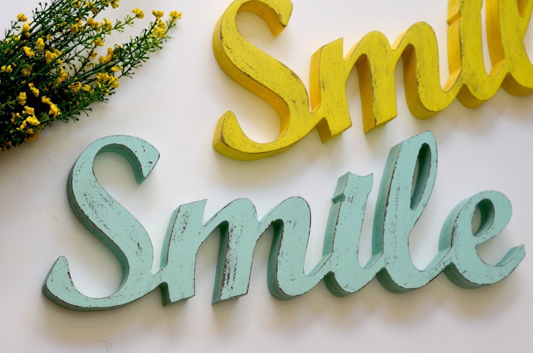 Wooden Smile Sign, Smile Rustic Letters, Rustic, Inspirational Word ...
