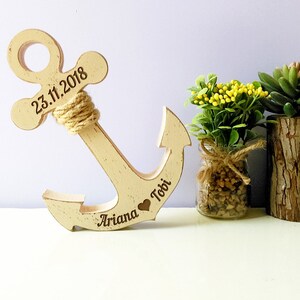 Custom Engraved Wooden Anchor, Nautical Wedding Decor, Personalized ...