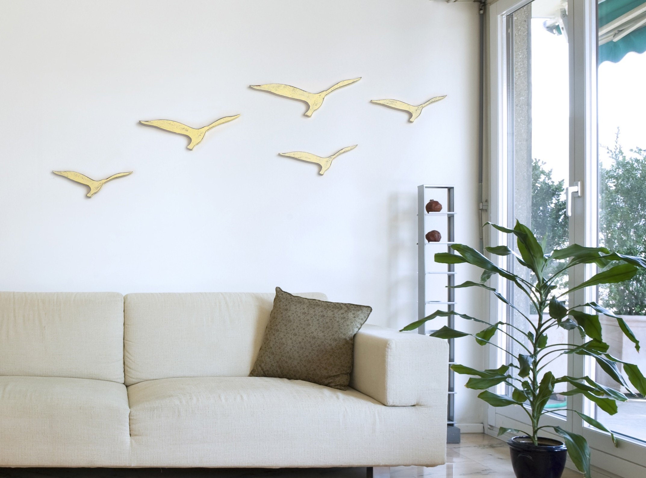 Bird Wall Art Set, Flying Birds Wall Decor, Wood Seagull Wall Art ...