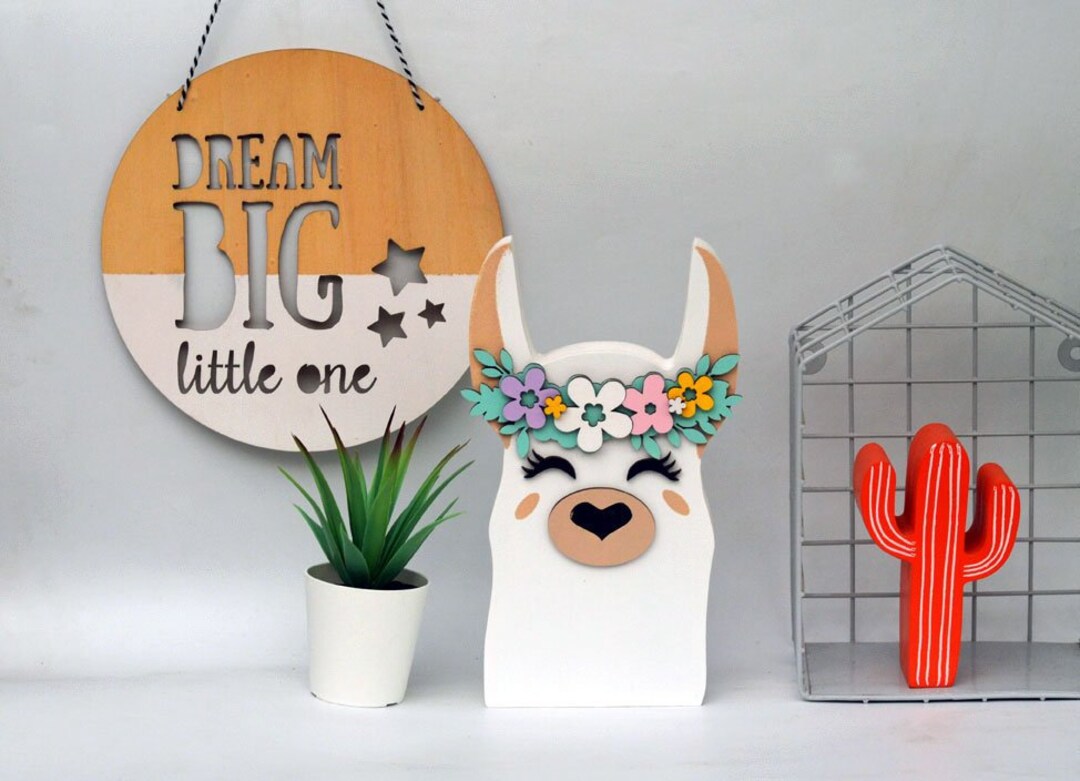 Cute Wooden Llama Nursery Decor, Llama Birthday Party, Llama 1st ...