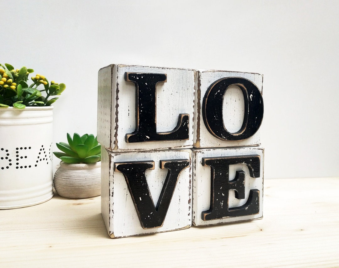 LOVE Block Letters, Wooden Love Sign, Wooden Love Blocks, Shelf Sitter ...