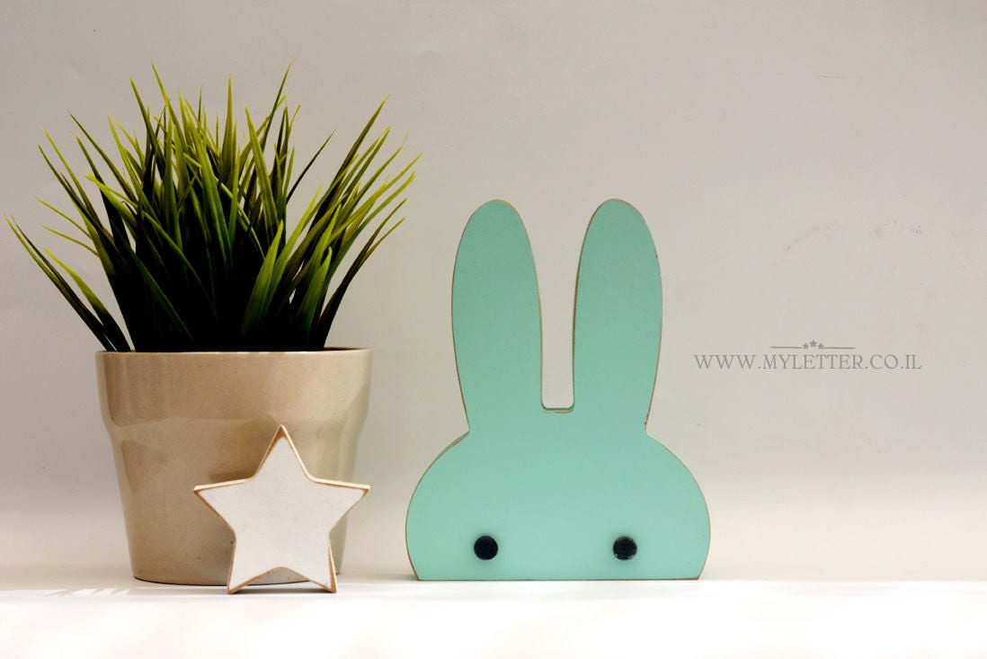Wood Rabbit | Bunny Shelf Decoration | Nursery Decor | Bunny Head ...