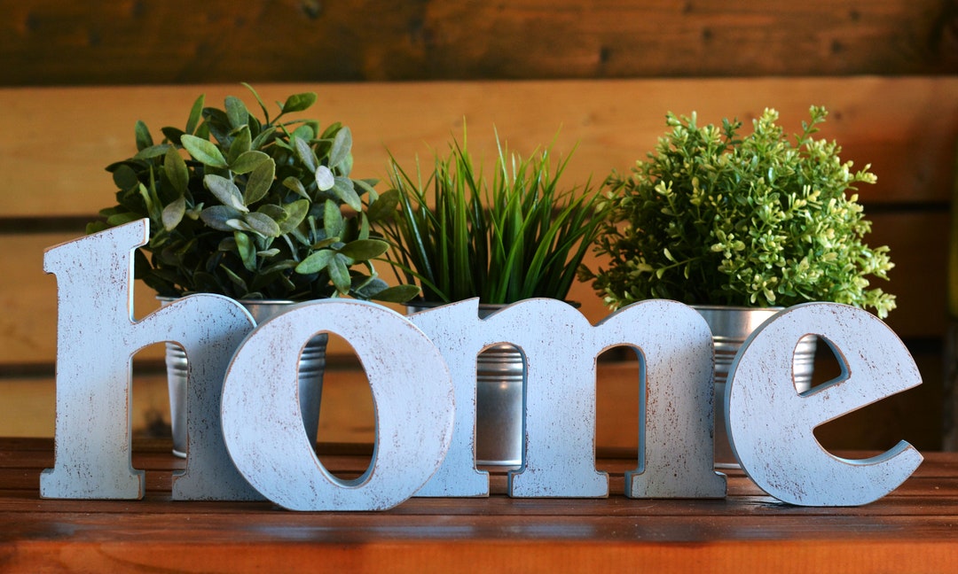 HOME Free Standing Wooden Letters | Rustic Letters | Shelf Freestanding ...