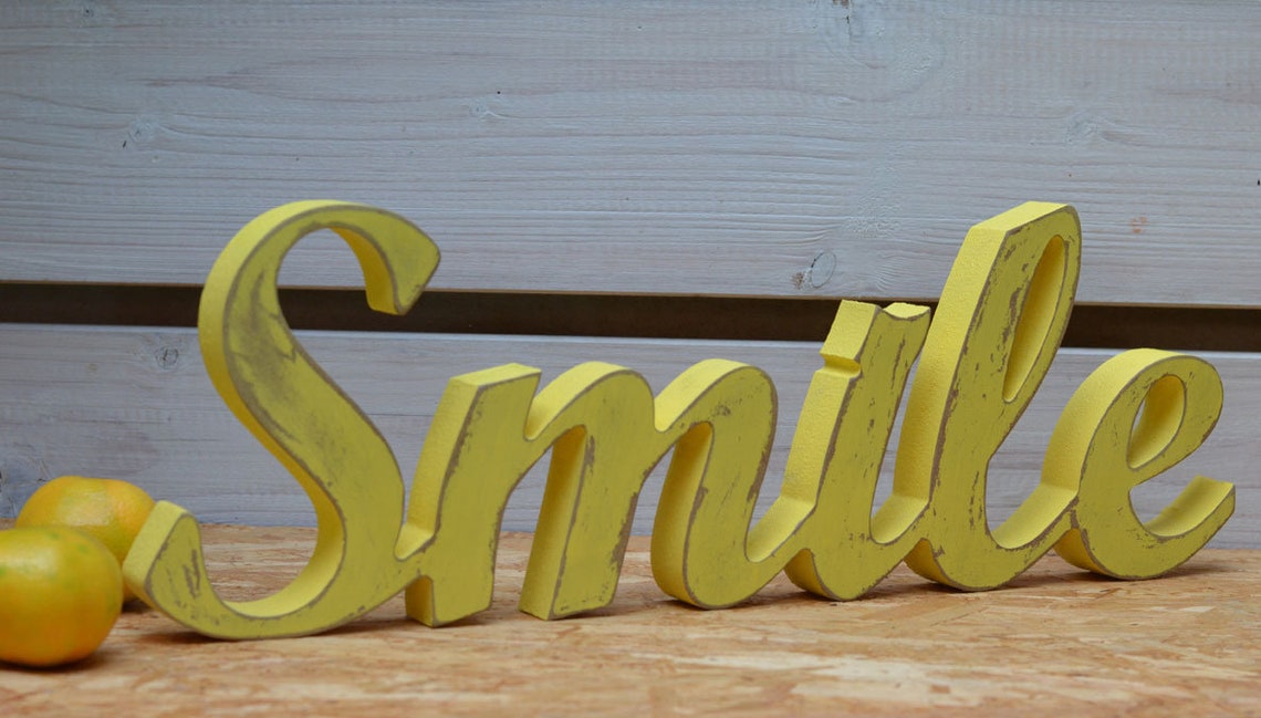 Wooden Smile Sign Smile Rustic Letters Rustic Inspirational - Etsy
