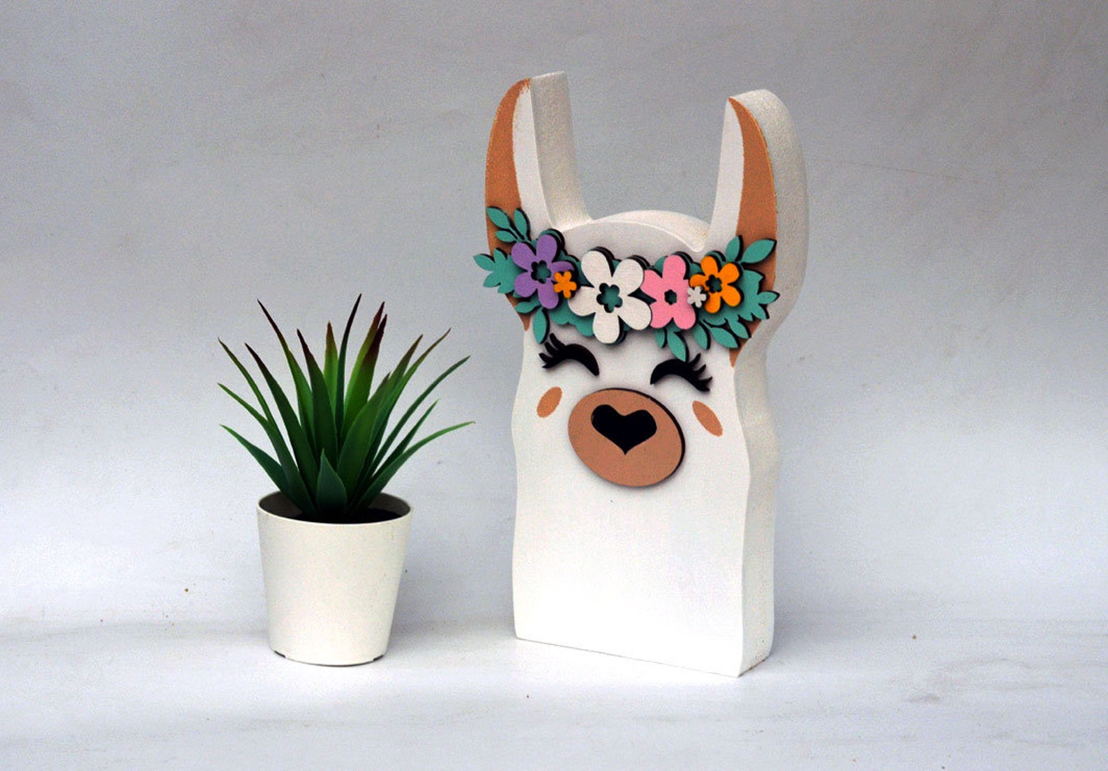 Cute wooden llama nursery decor llama Birthday Party llama | Etsy