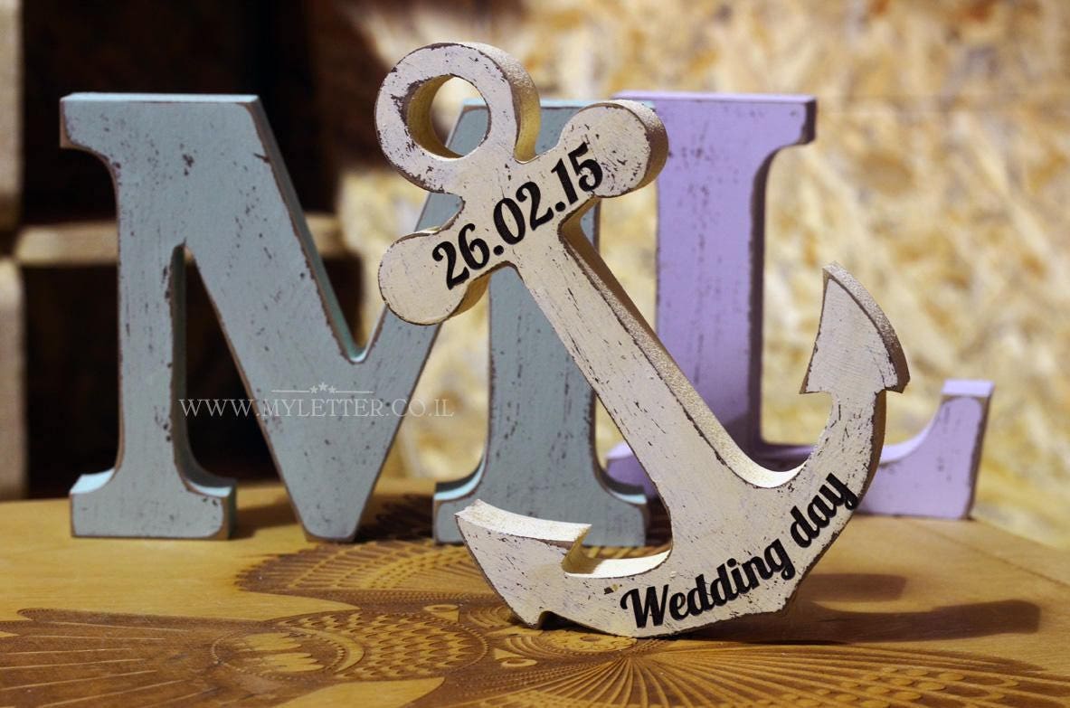 Custom engraved wooden anchor Nautical Wedding decor | Etsy