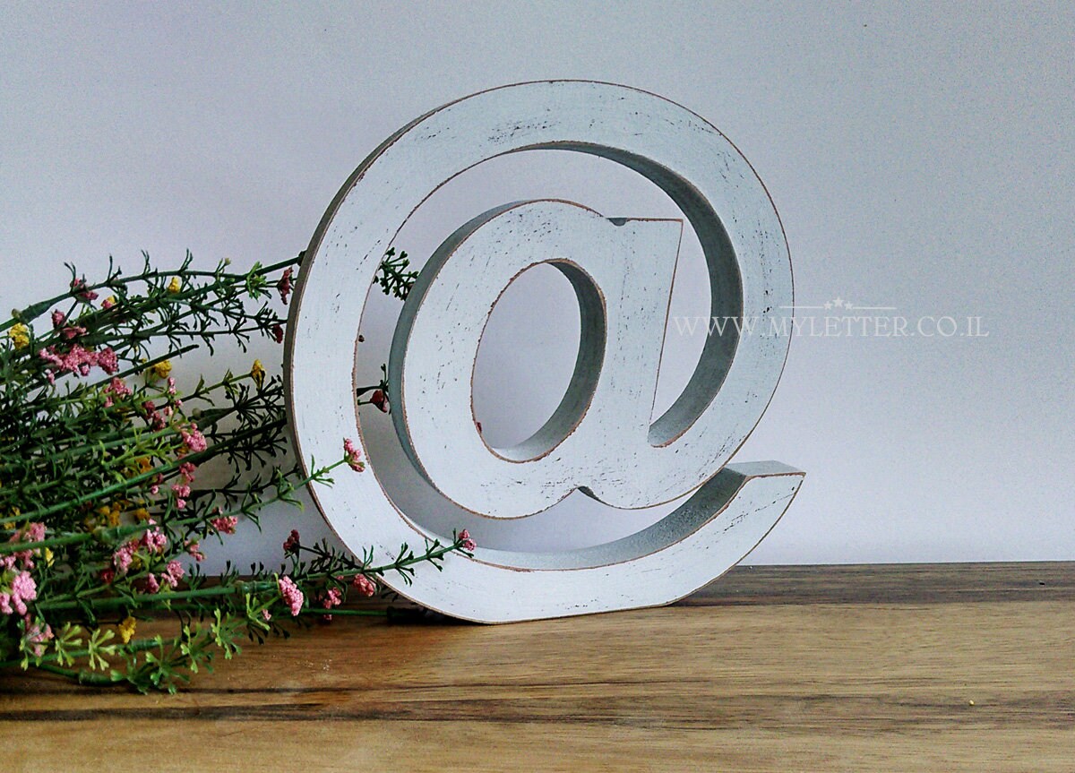 Wooden @ Sign Office Desk Decor, Free Standing at Symbol Gift for ...