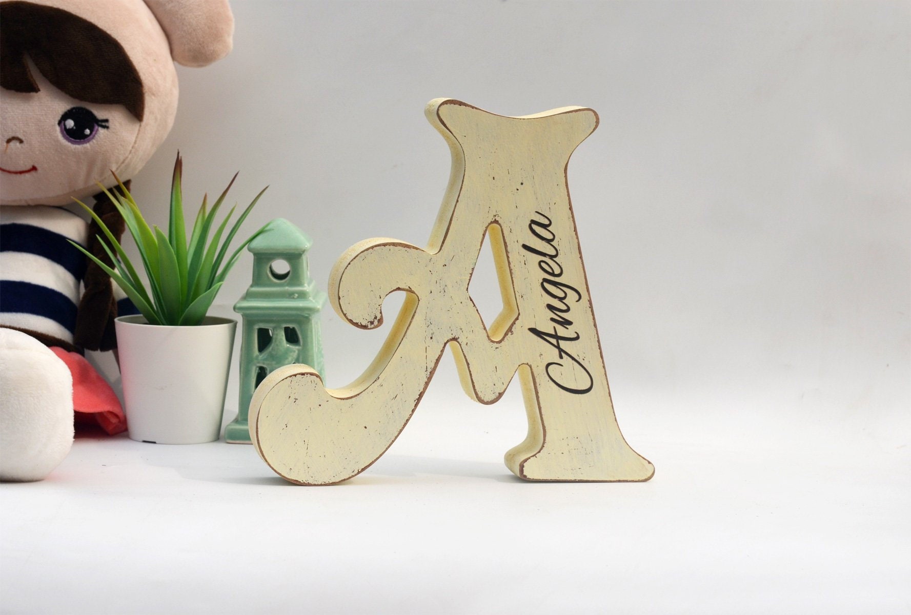 Custom Name Free Standing Letter Decor, Personalized Initial Engraving ...