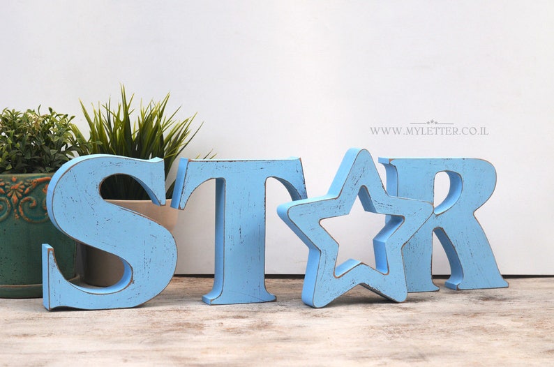 STAR Free Standing Wooden Letters Nursery Letters STAR | Etsy