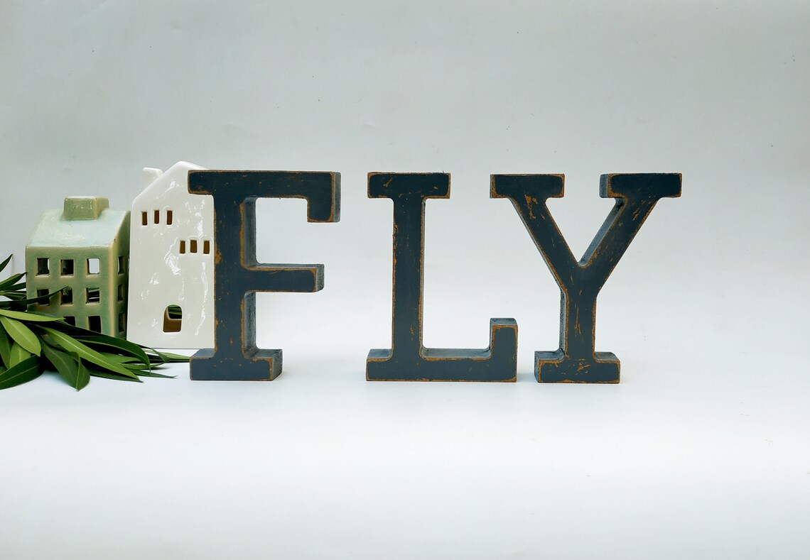 FLY wood letters fly sign living room art | Etsy