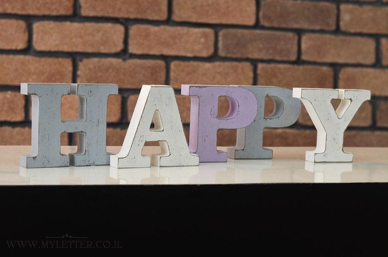 HAPPY Free Standing Wooden Letters Nursery Letters Shelf | Etsy